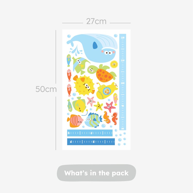 Ocean Peel and Stick Height Chart, Ocean Wall Sticker Growth Chart ...