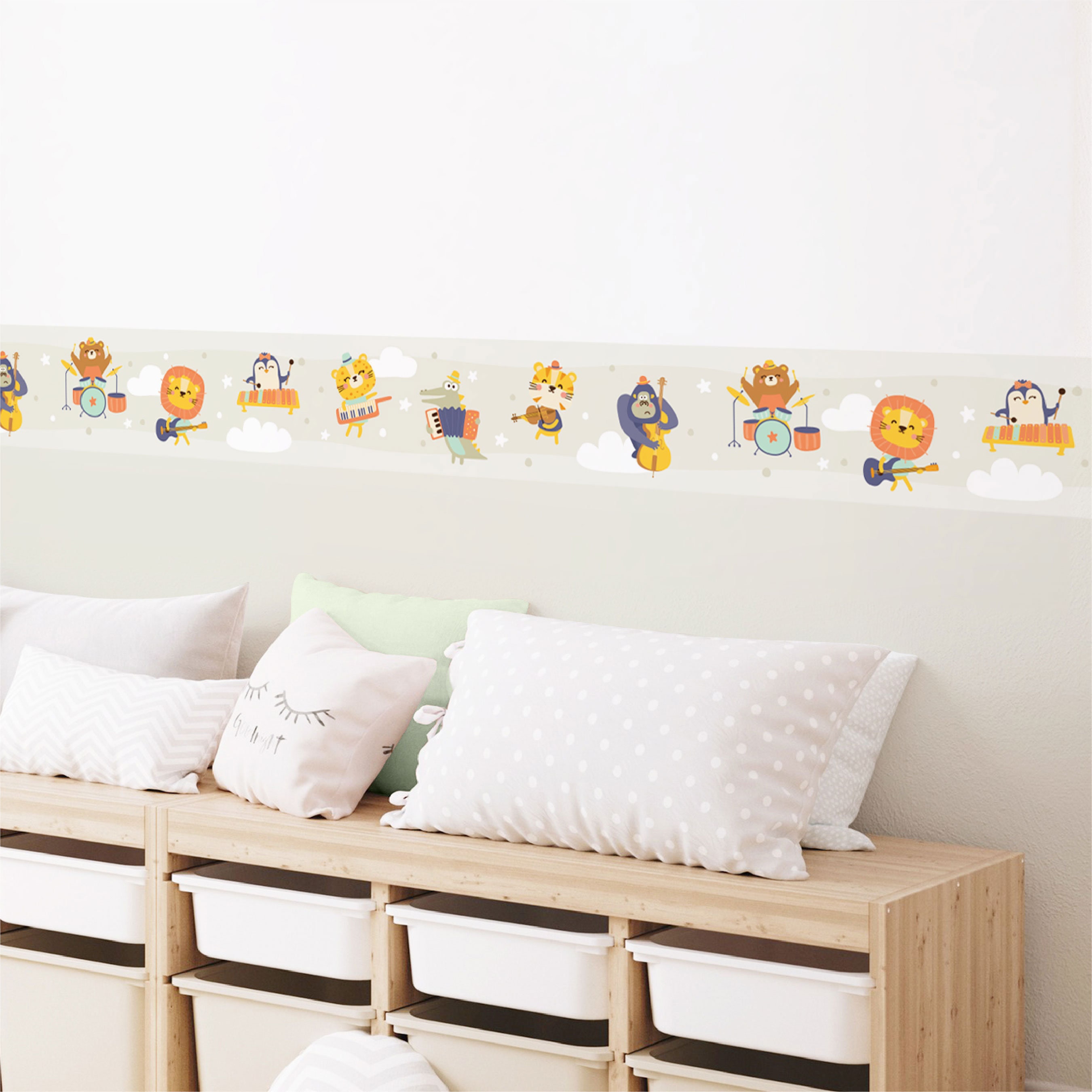 Cute Music Band Wall Border Sticker, Musician Animal Wall Border Decal ...