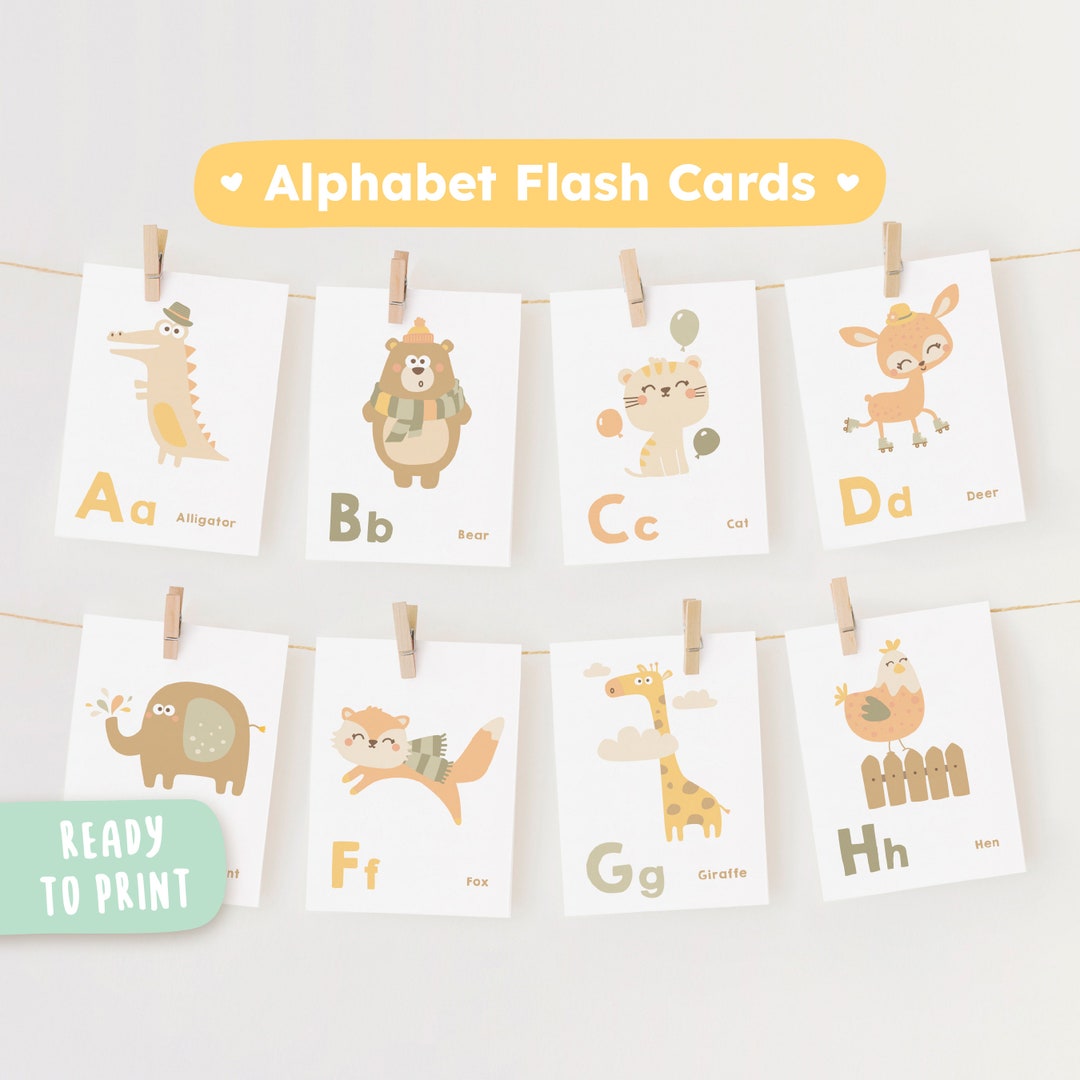 Printable Alphabet Flashcards Educational Kids' Learning - Etsy