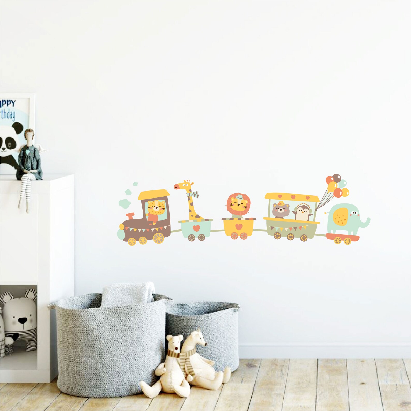 Express Train Nursery Wall Sticker, Animal Train Wall Decal, Train Kids ...