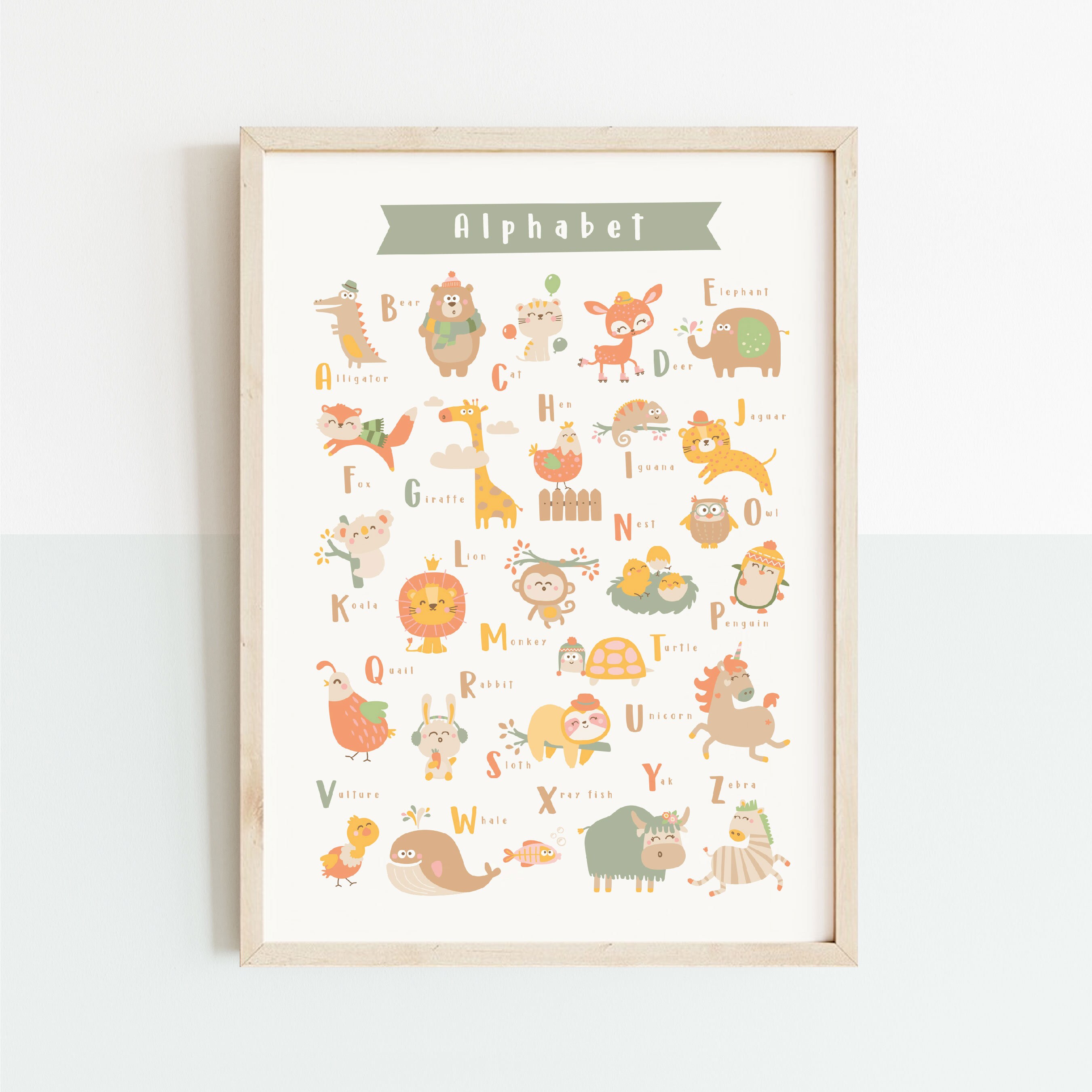 Custom Alphabet Poster Set of 2 - Personalized Animal ABC Set ...