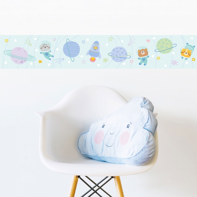 Space Journey Wall Border Sticker, Astronaut Planet Wall Border Decal ...