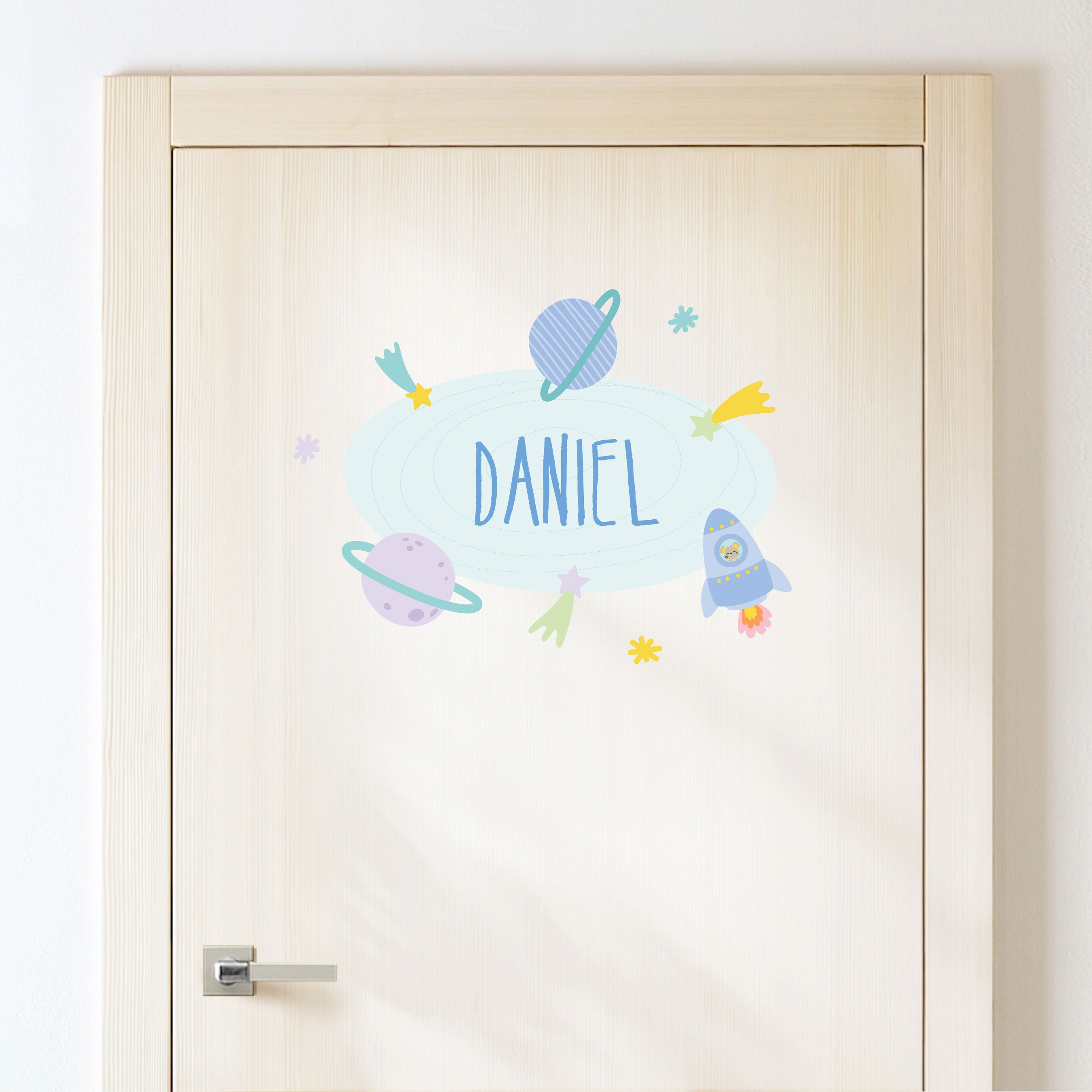 Personalized Name Wall Decal, Space Wall Decal, Name Wall Sticker ...