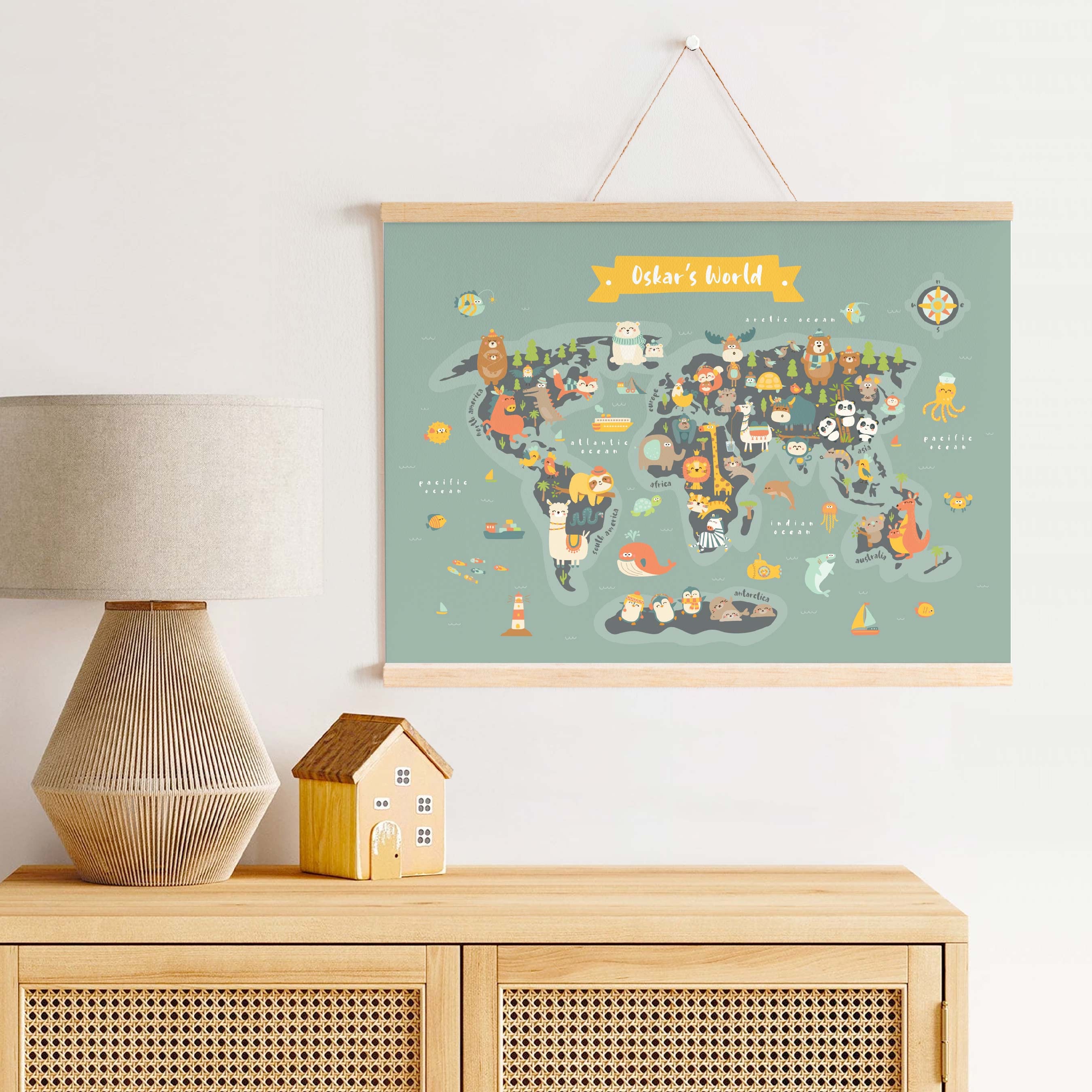 Customized Kids World Map Printable Poster, Educational Fun - Etsy