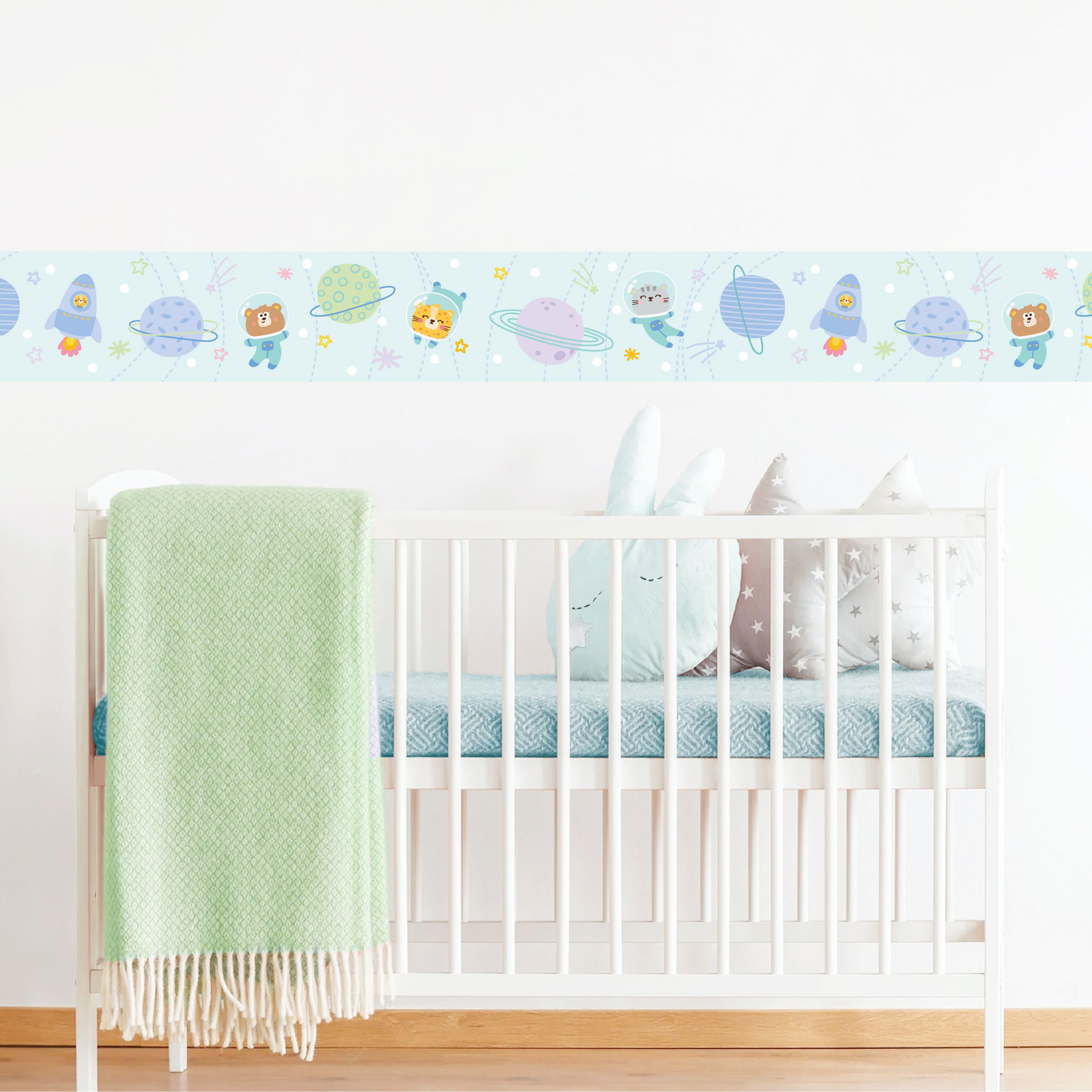 Space Journey Wall Border Sticker, Astronaut Planet Wall Border Decal ...