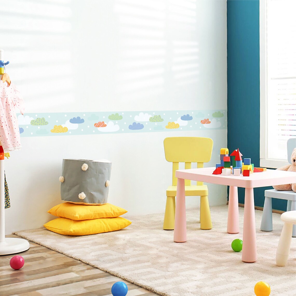 Blue Cloud Wall Border Sticker, Cloud Wall Decal, Cloud Wall Decor ...