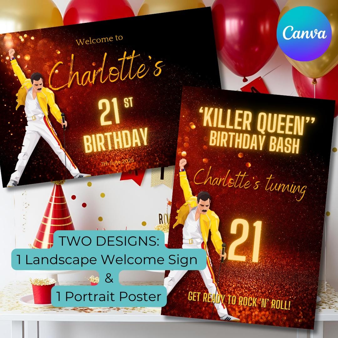 Freddie Mercury Welcome Sign & Poster | Queen Band Party Decor | Killer ...