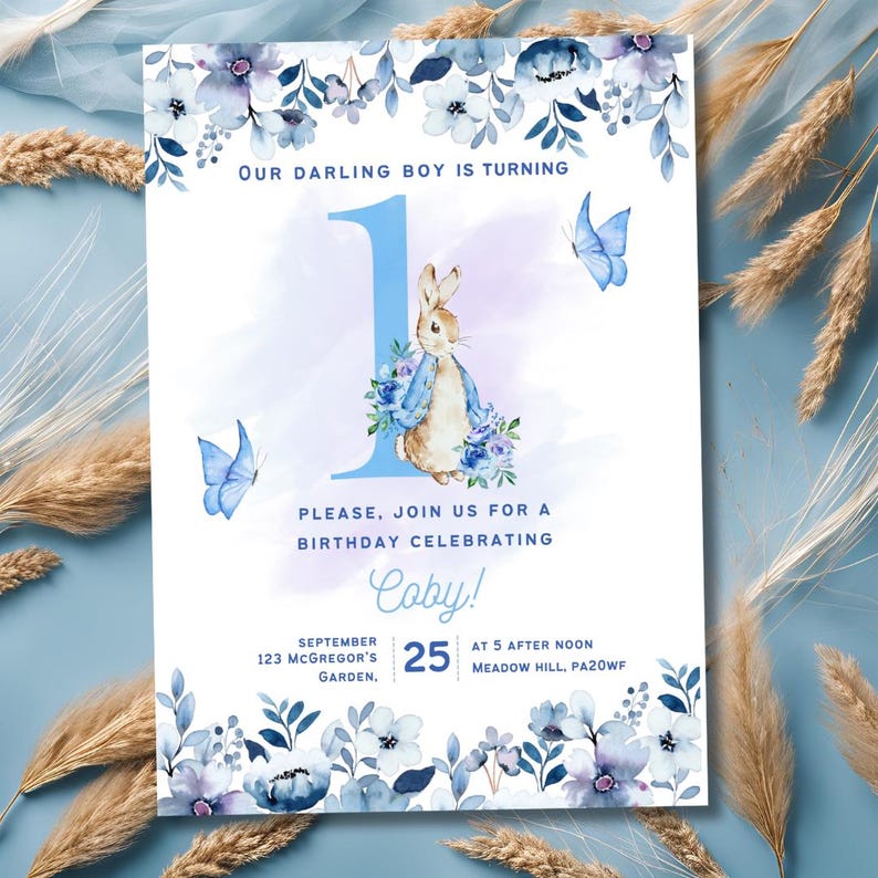 Peter Rabbit 1st Birthday Invitation Editable Digital Download ...