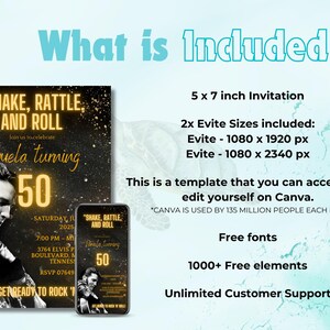 Elvis Presley Shake Rattle & Roll Themed Birthday Invitation and Evites ...