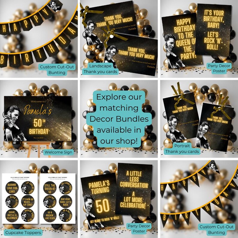 Elvis Presley 50th Birthday Invitation: Viva Las Vegas, Shake Rattle ...