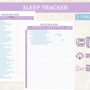 Sleep Tracker Bundle | Printable Sleep Log | Track Hours Slept & Actual ...
