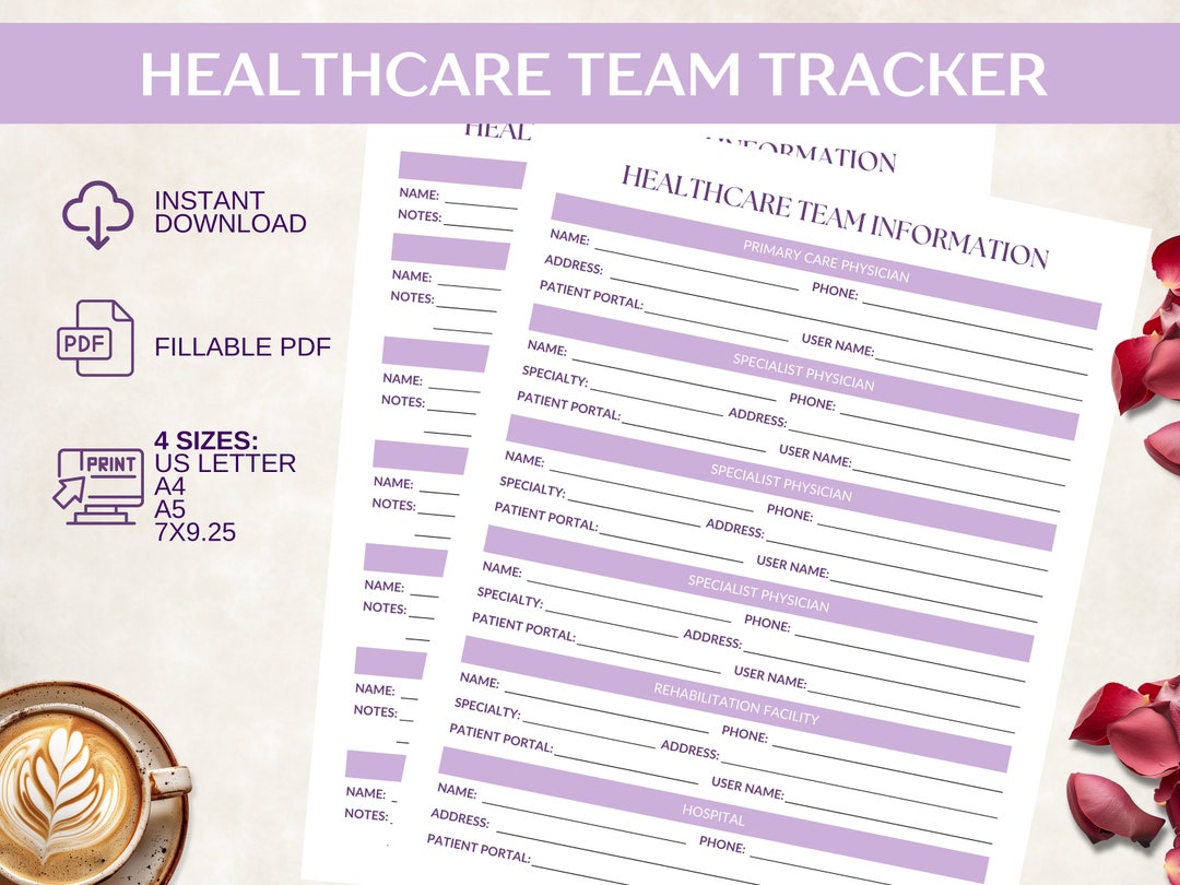 Healthcare Team Information Log | Printable Medical Provider Tracker ...