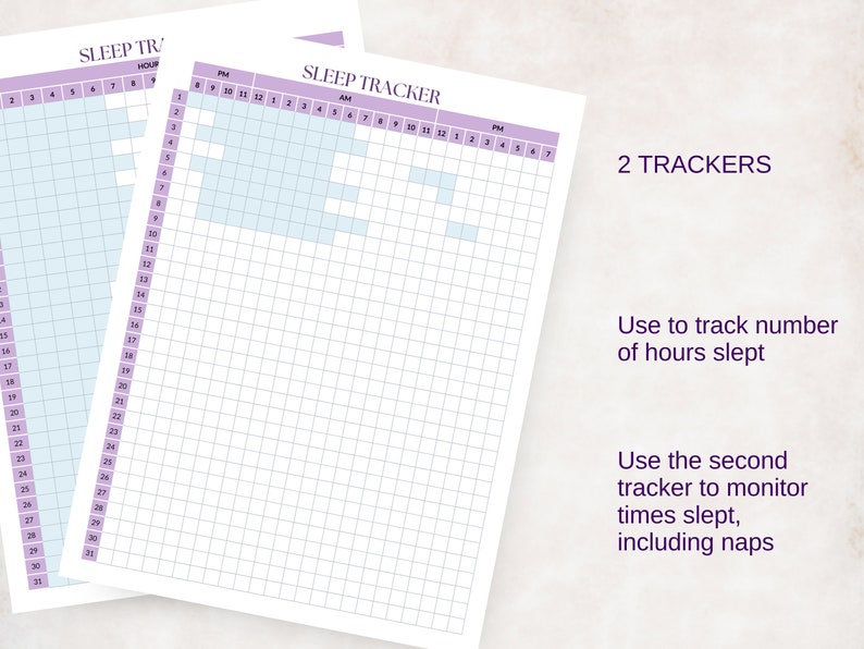 Sleep Tracker Bundle | Printable Sleep Log | Track Hours Slept & Actual ...