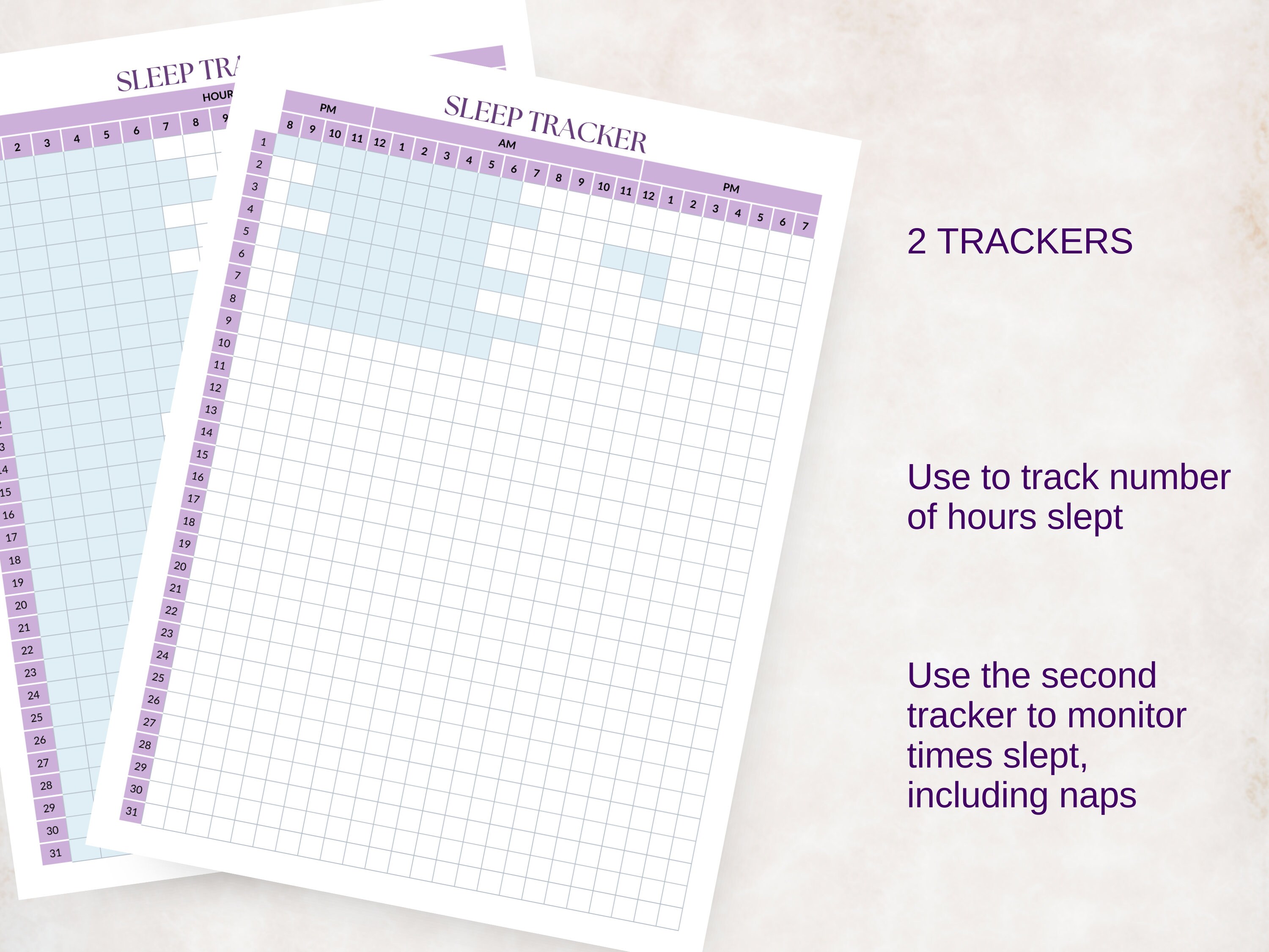 Sleep Tracker Bundle | Printable Sleep Log | Track Hours Slept & Actual ...