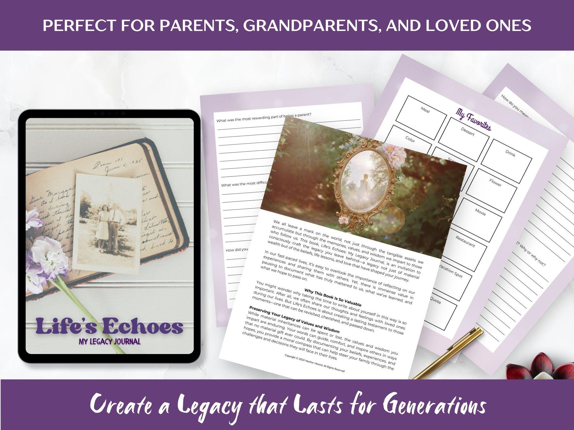 Life's Echoes: Legacy Journal – Fillable Digital Guided Journal for ...