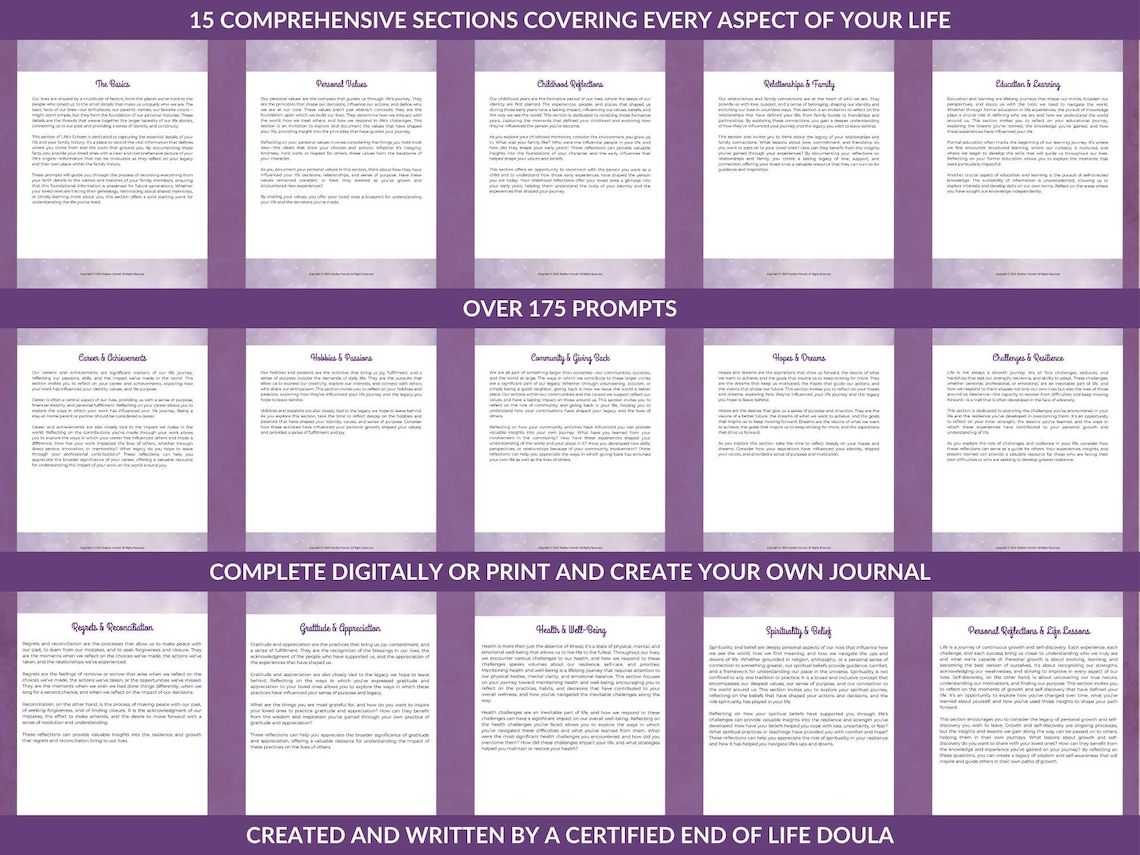 Life's Echoes: Legacy Journal – Fillable Digital Guided Journal for ...