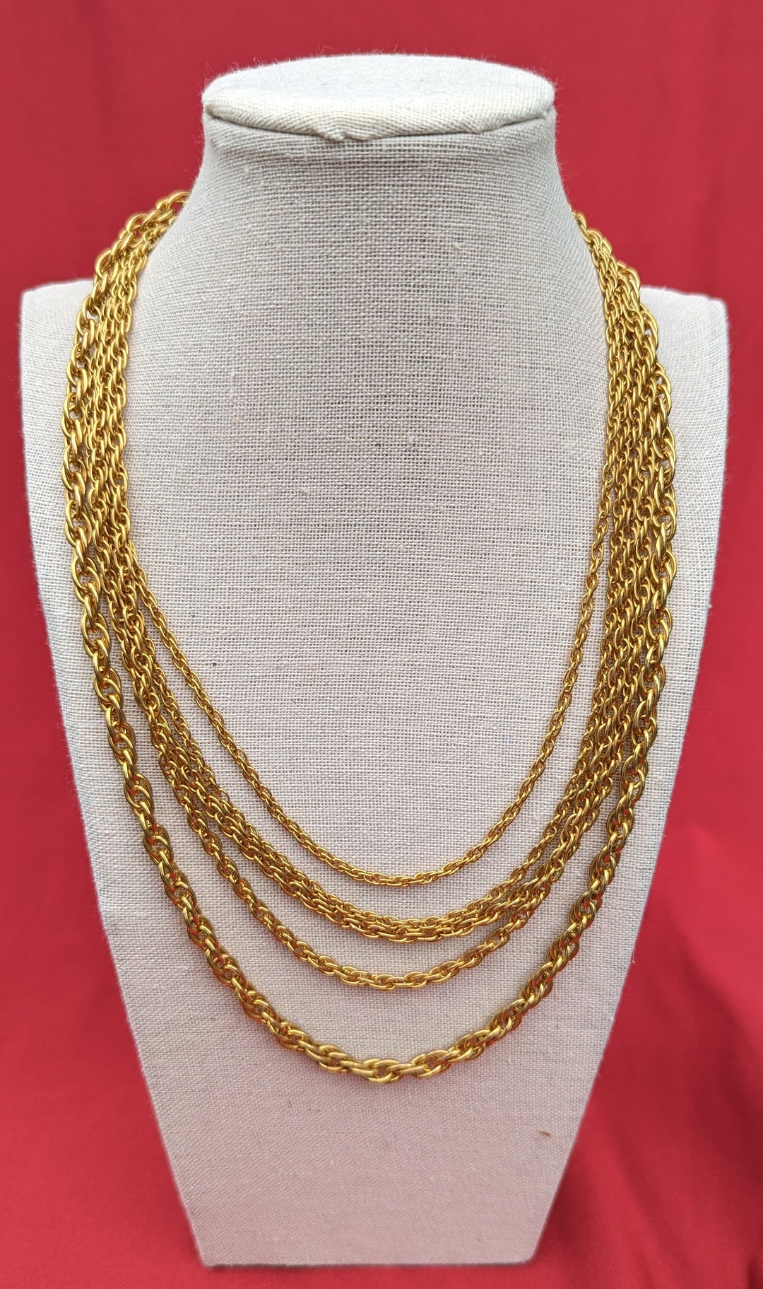 Multi Strand Tiered Gold Tone Rope Chain Necklace - Etsy