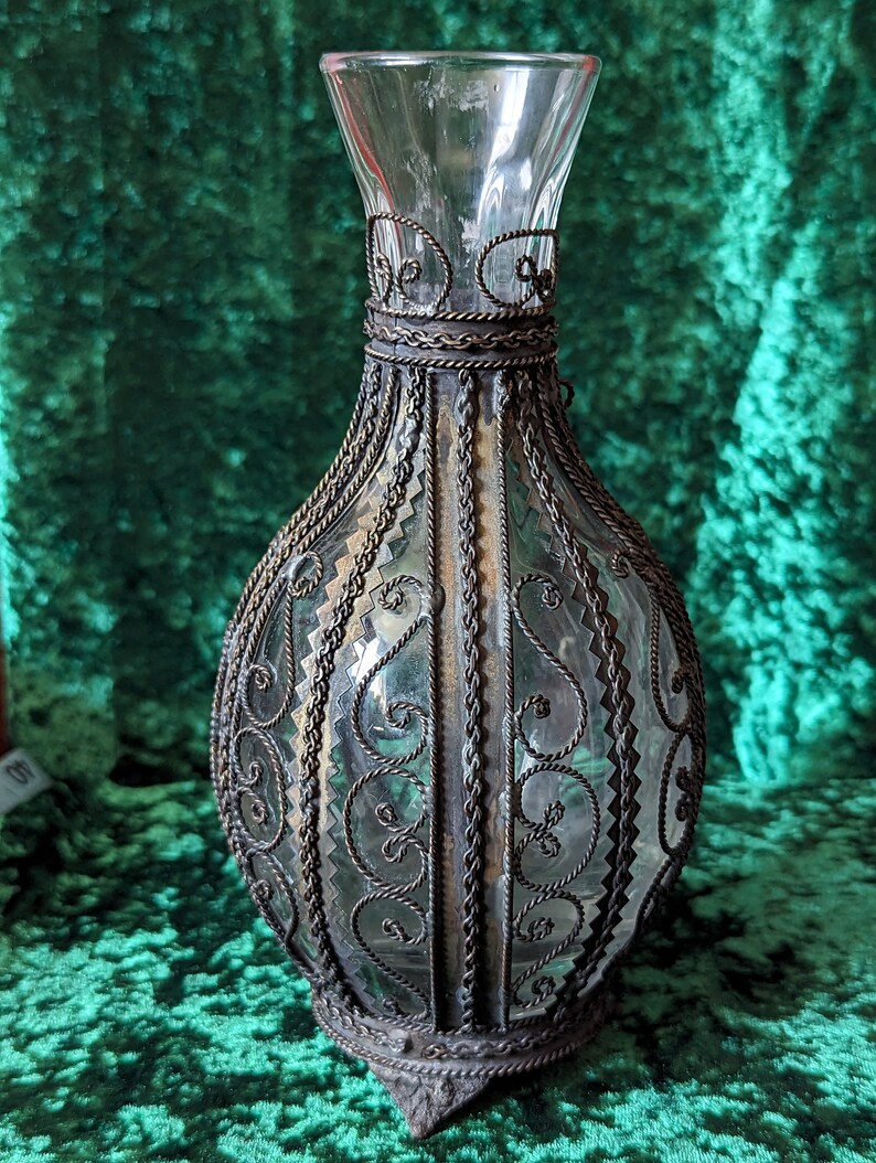 Vintage Antique Glass Jar With Beautiful Silver Overlay - Etsy