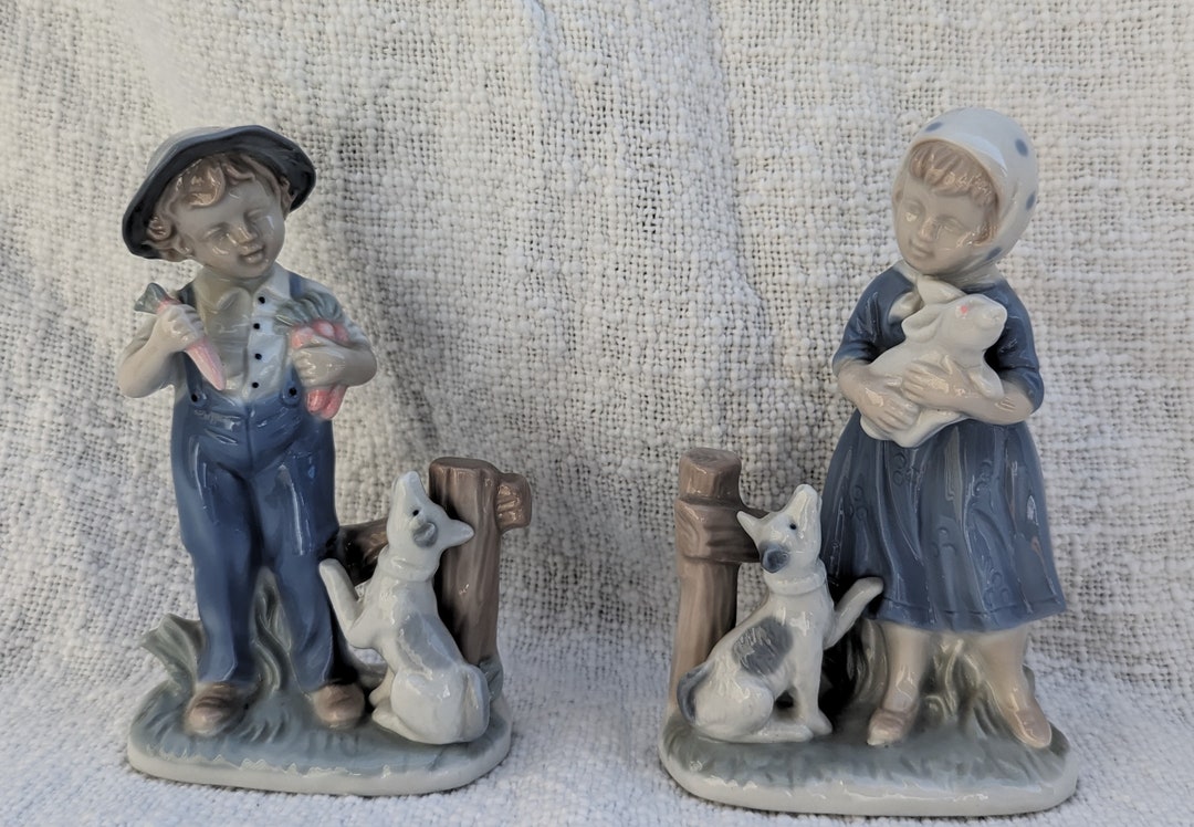 Unmarked Lego / Lefton Boy and Girl Porcelain Figurines. - Etsy