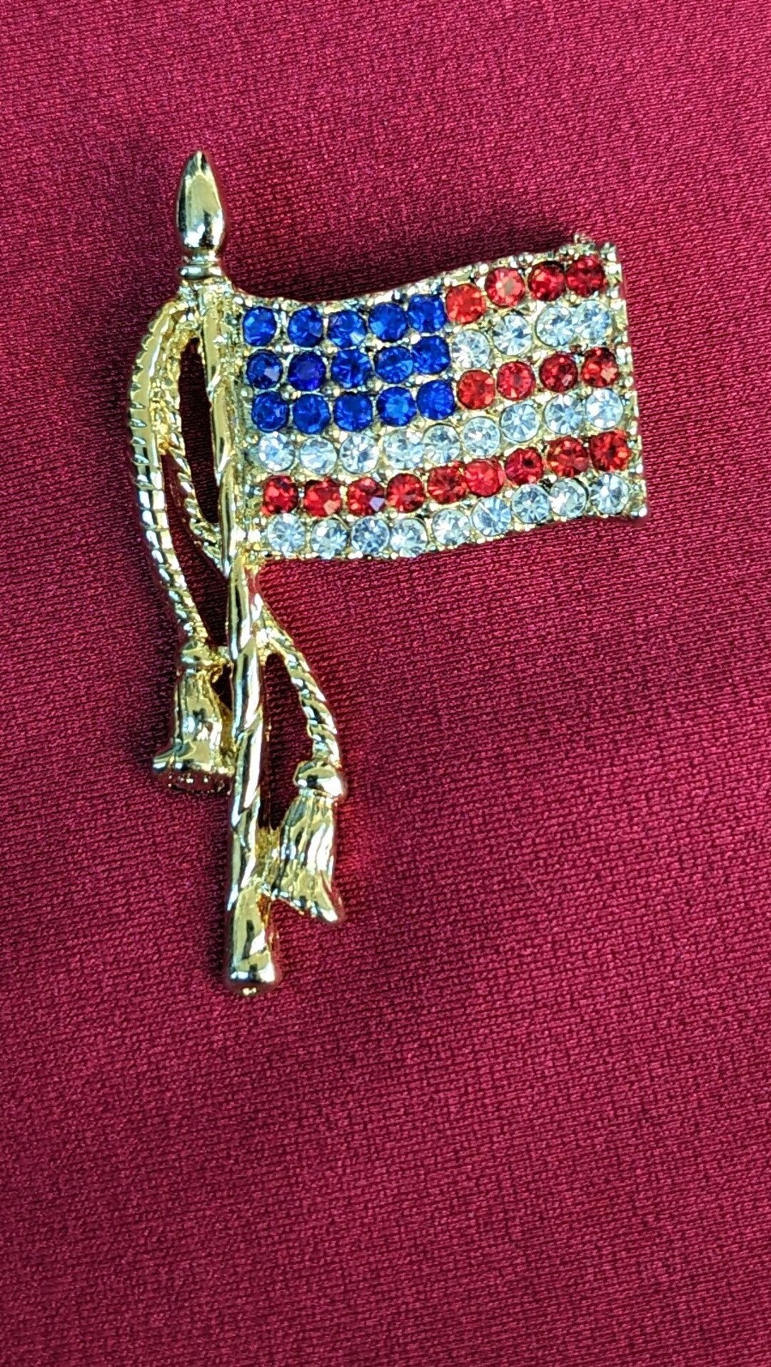 American Flag Pin Brooch With Crystals - Etsy
