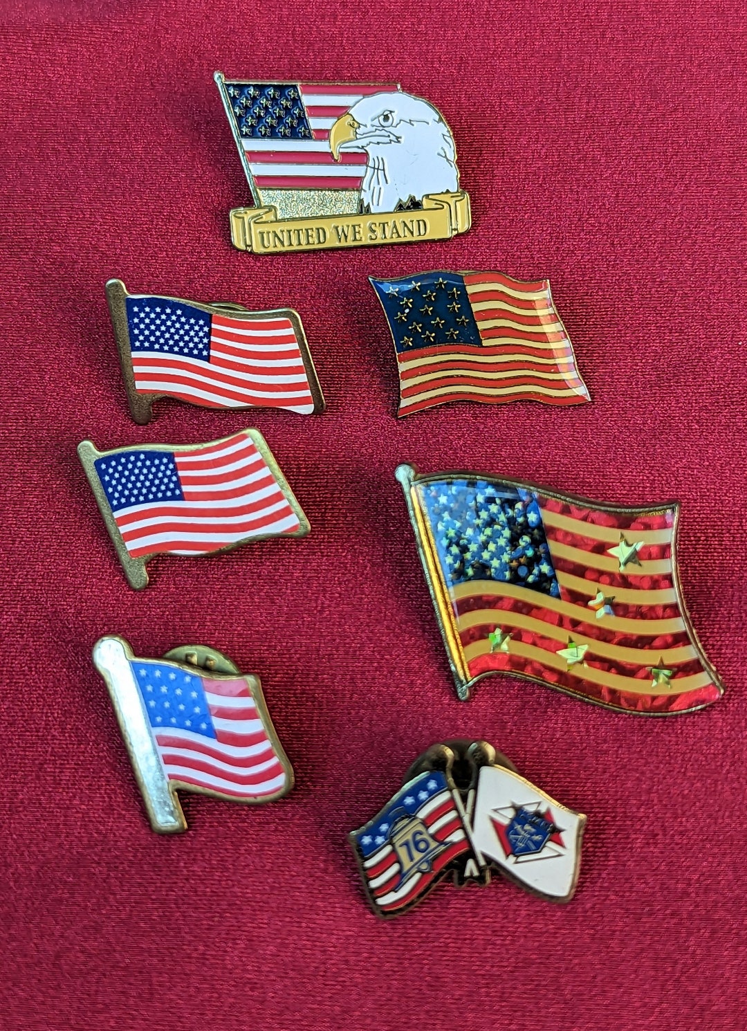 Lot of (7) Vintage Patriotic American Flag Pins - Etsy
