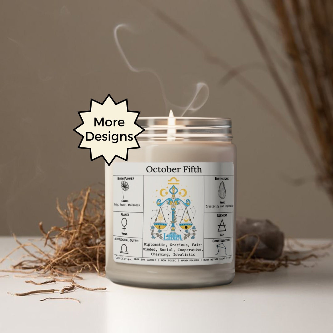 Birthdate Candle, Personalized October Candle, Libra Birthday Candle ...
