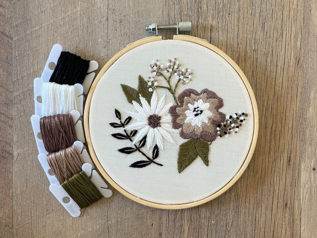 Hand Embroidery Wall Art Custom Floral Design Home Decor - Etsy