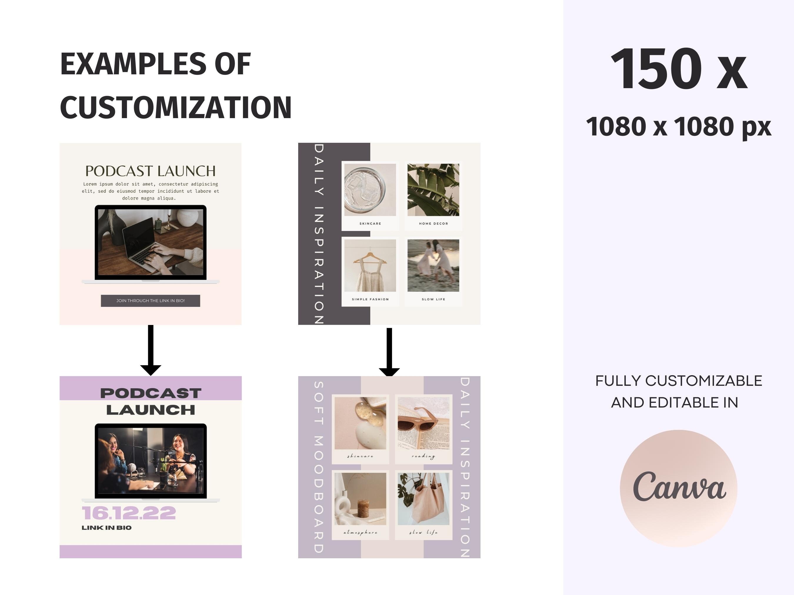 150 Instagram Aesthetic Post Templates Minimalist Pastel - Etsy