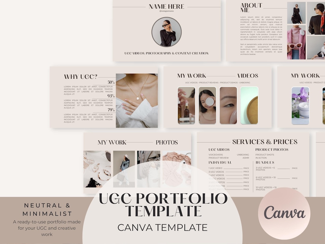 UGC Creator Portfolio Template, Content Creator, UGC Canva Templates ...