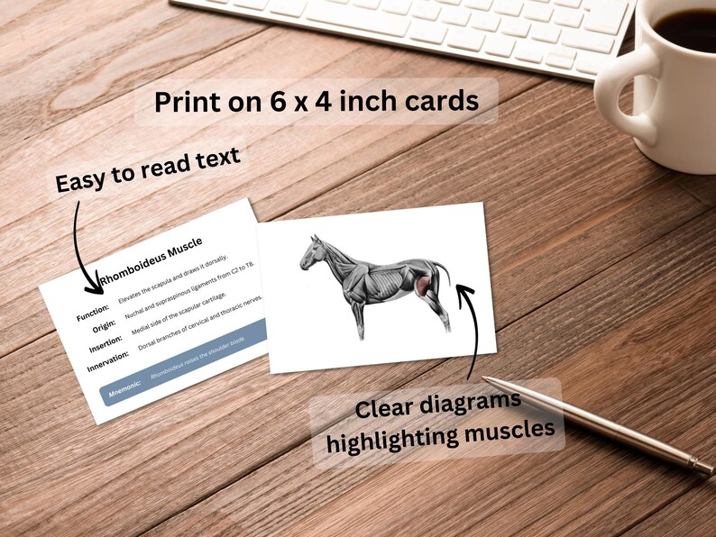 Deeper Horse Muscle Flashcards - Equine Anatomy Study Cards for ...