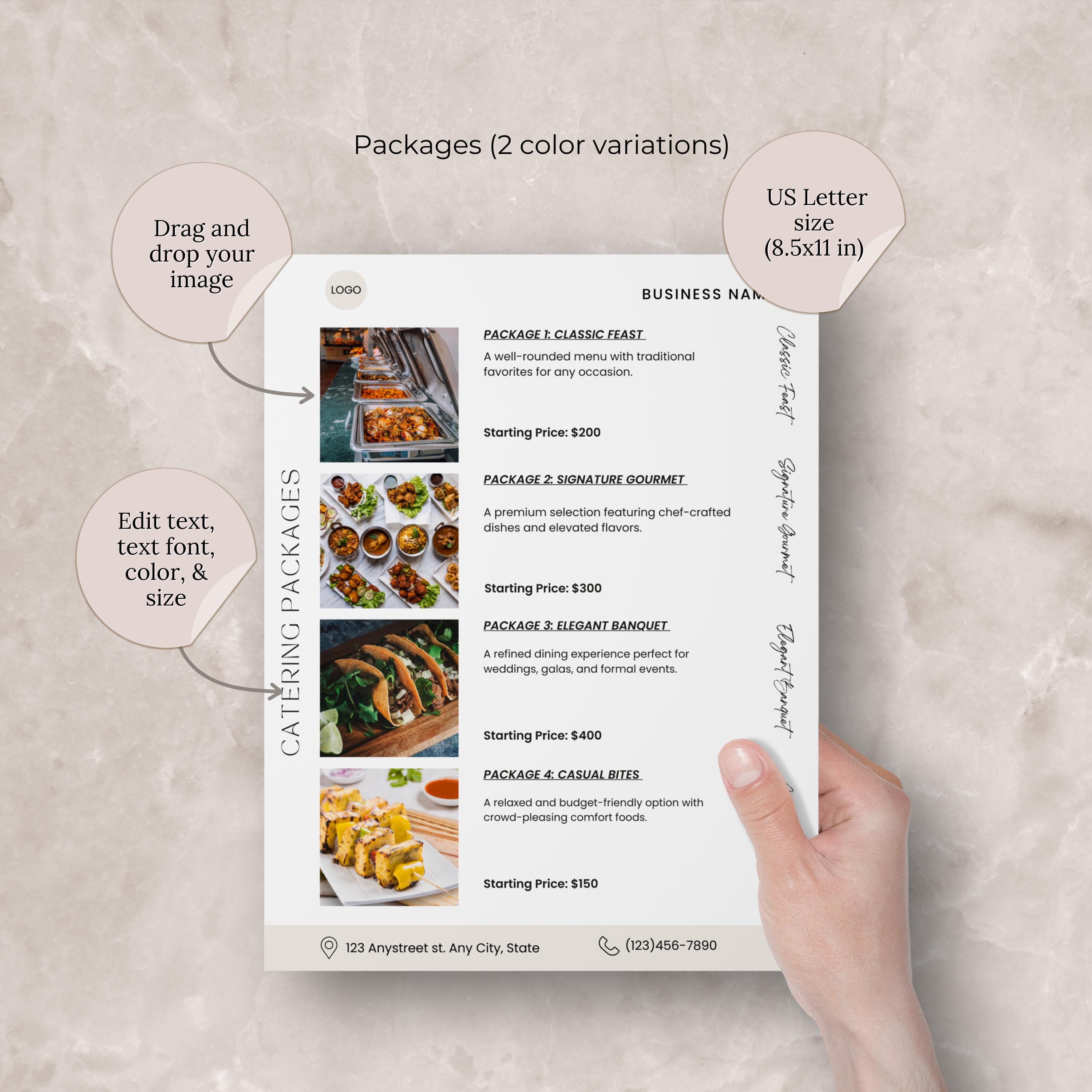 Catering Flyers Price Packages Template Canva, Editable Catering ...