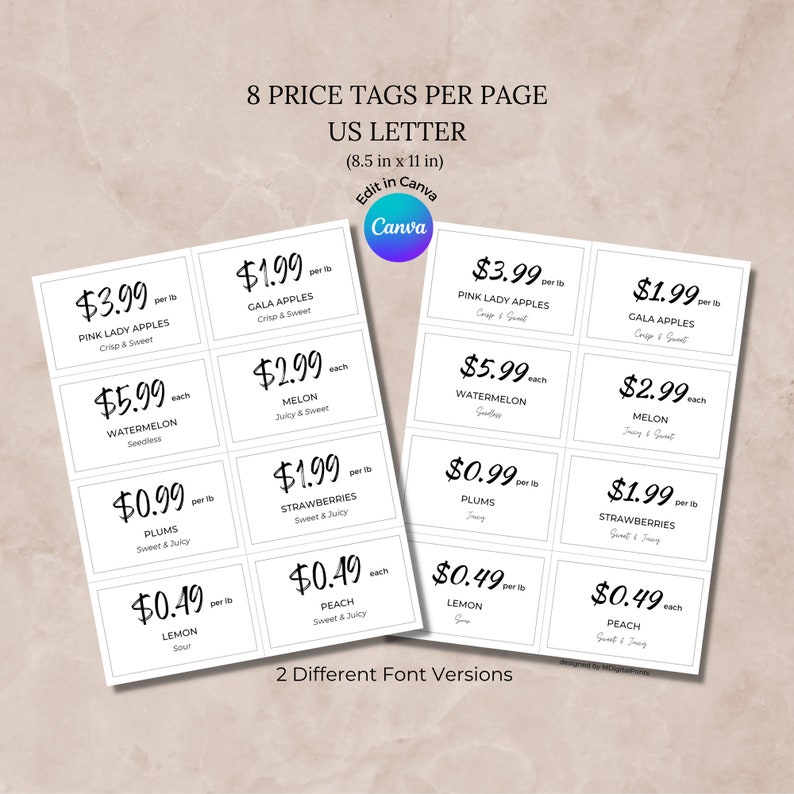 Product Price Tags Canva Template Editable Price Label for - Etsy