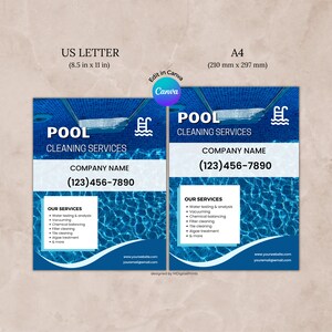 Pool Services Flyer Canva Template, Swimming Pool Business Editable ...