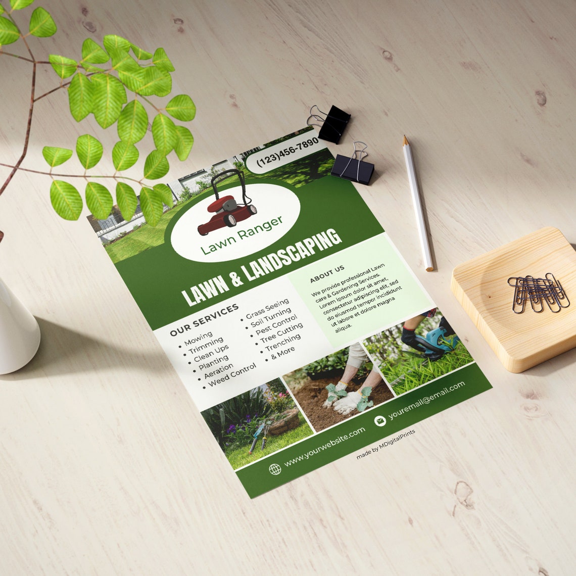 Lawn Services Business Flyer Canva Template Bundle, Mowing Service ...