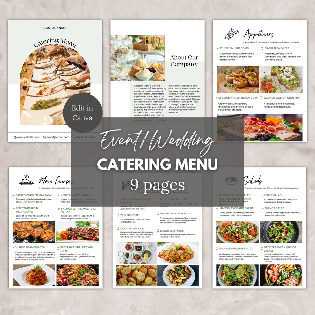 Catering Menu Price Guide Template Canva. Wedding Catering Charcuterie Menu, Editable Event ...