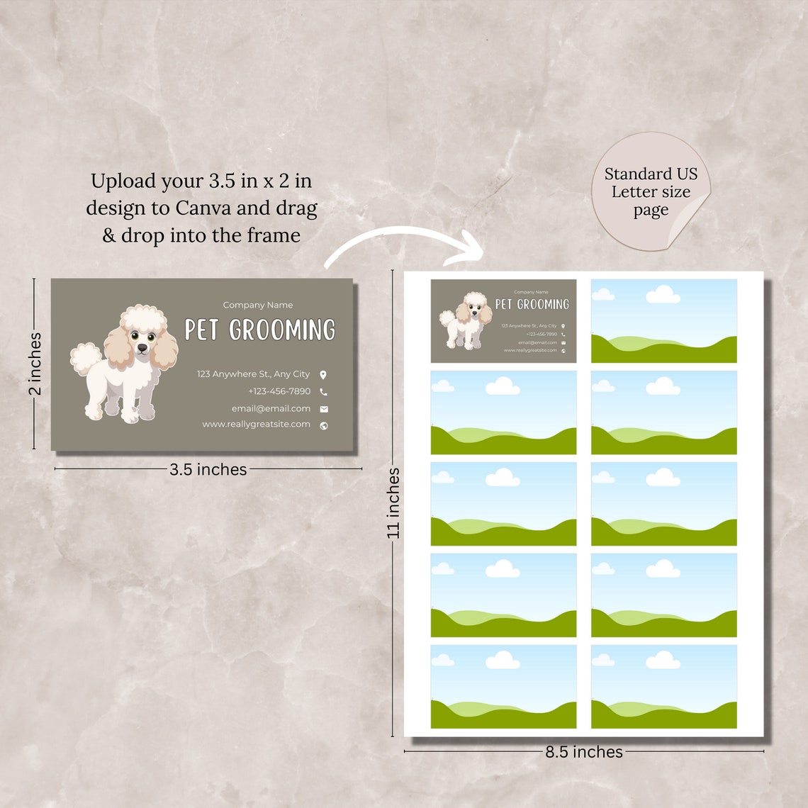 Blank Business Card Canva Frame Template, Multiple Business Cards per ...