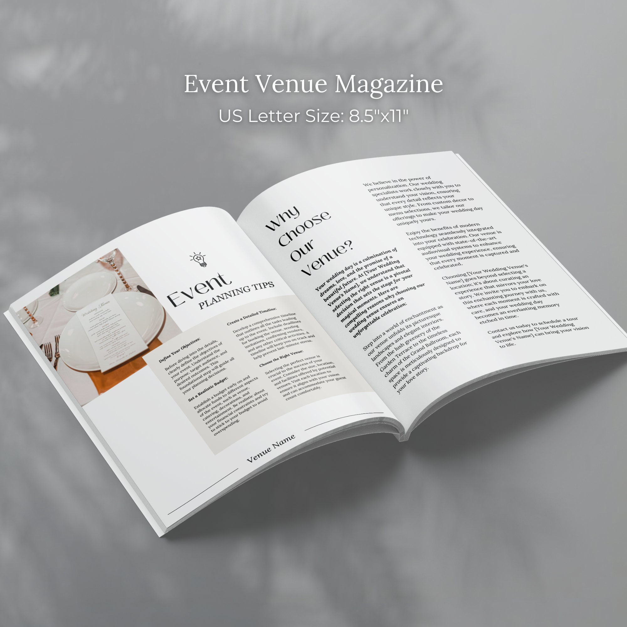 Wedding Venue Guide Magazine Canva Template, Editable Venue Rental ...