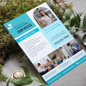 Psychology Flyer Canva Template, Editable Counseling Therapist Template ...
