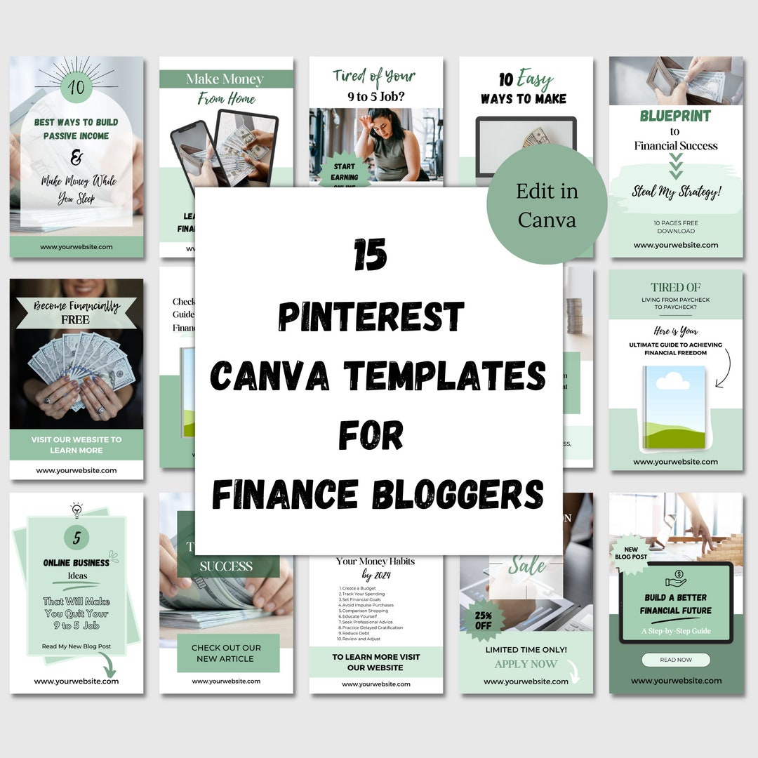 Finance Blogger Pinterest Canva Templates, Pinterest Templates for ...