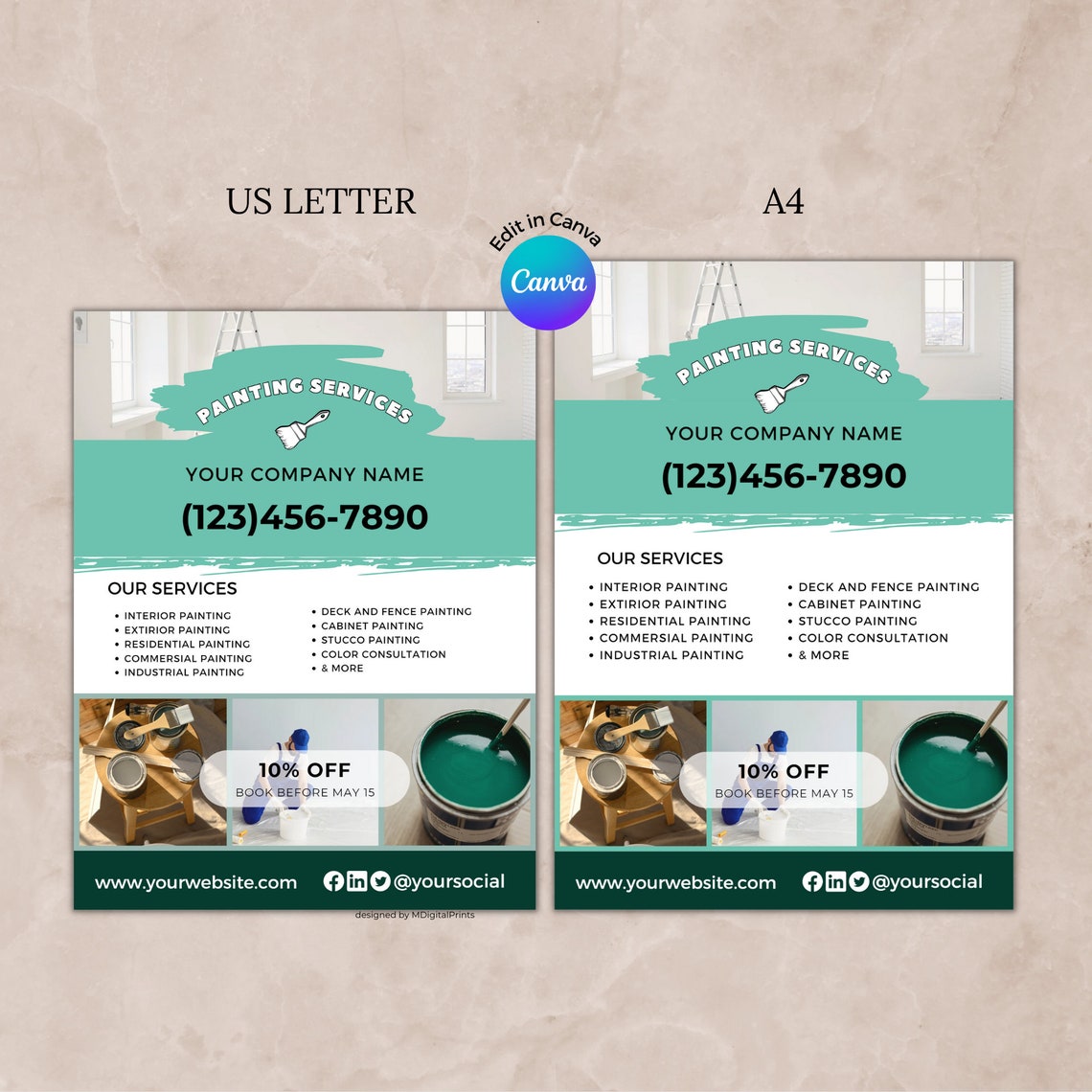 Painter Businsess Flyer Canva Template, Painting Services Flyer ...