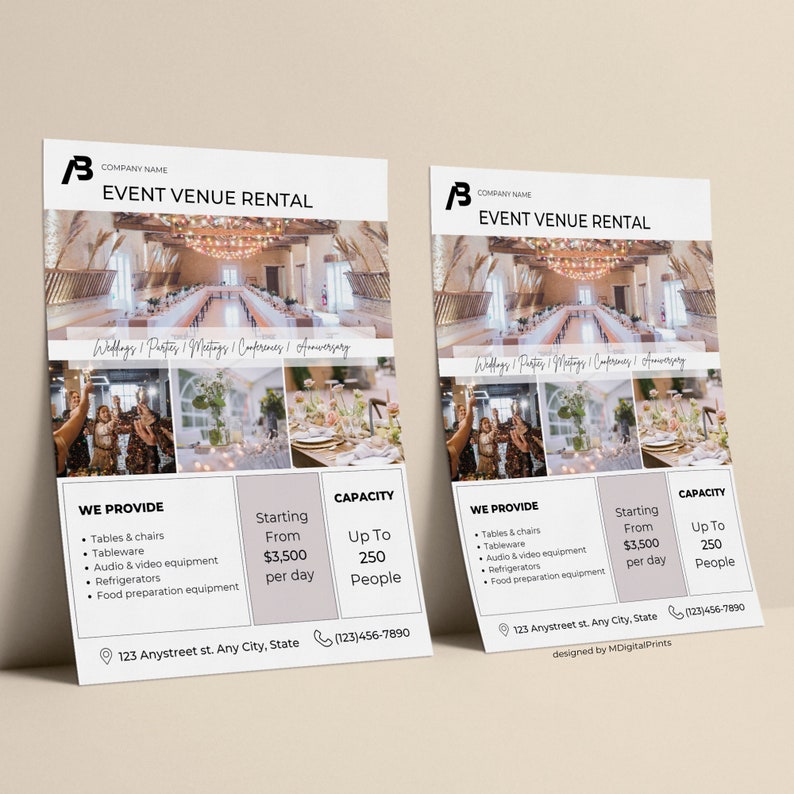 Event Venue Rental Flyer Canva Template Venue Rental Business - Etsy