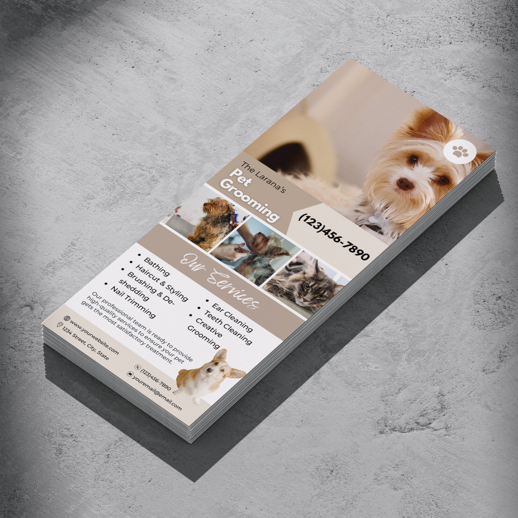 Pet Grooming Flyer Canva Template, Editable Pet Groomer Door Hanger ...