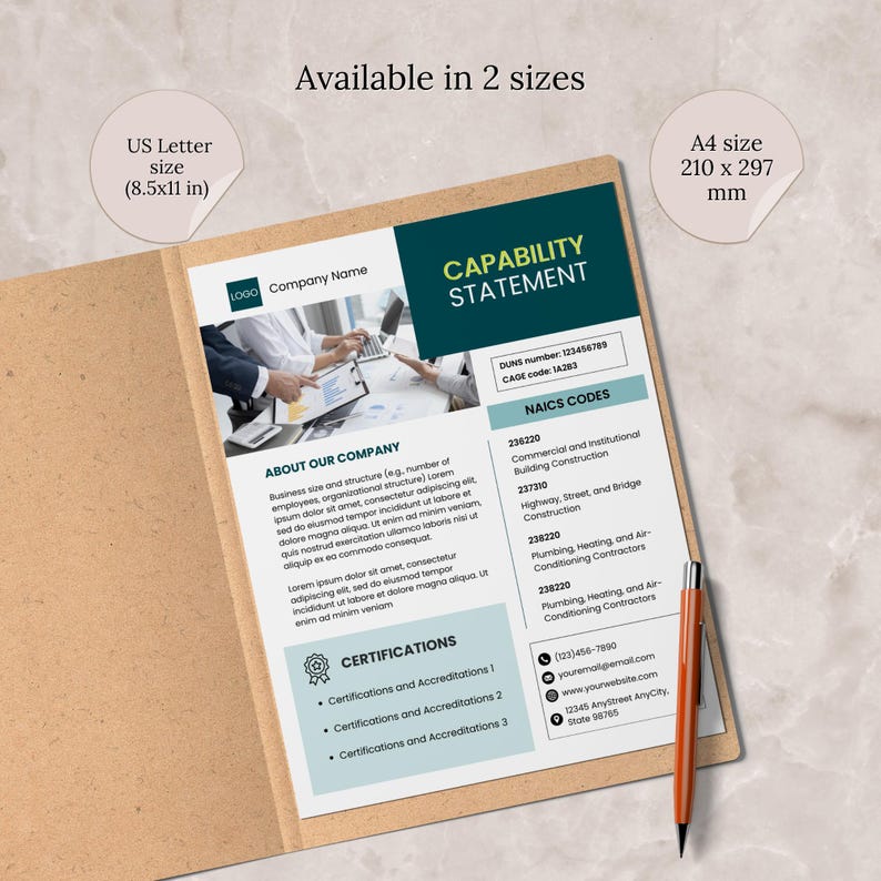 Capability Statement Canva Template Editable Capability Statement ...