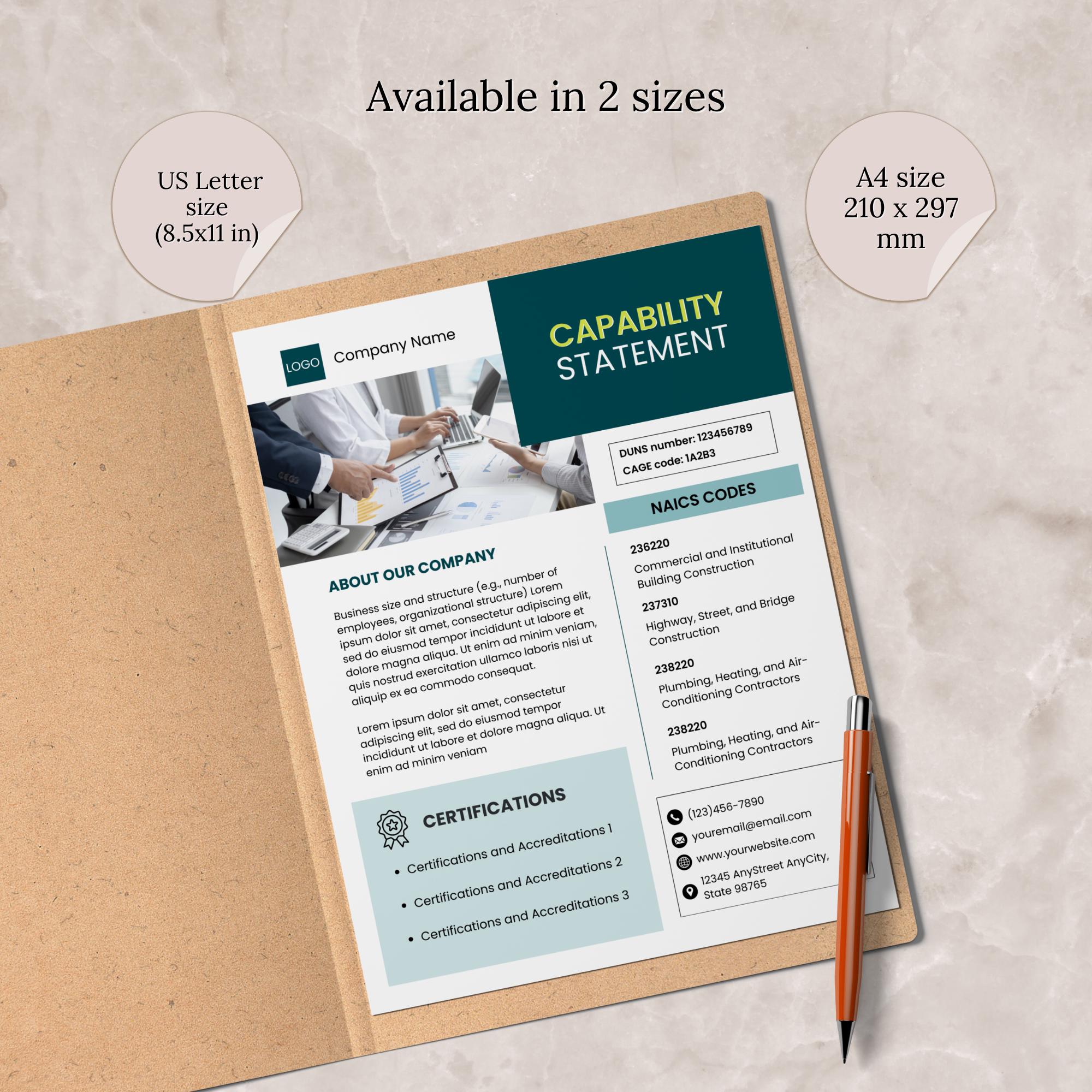 Capability Statement Canva Template Editable Capability Statement ...