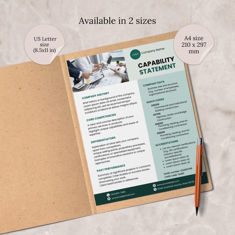 Capability Statement Canva Template Editable Capability Statement ...