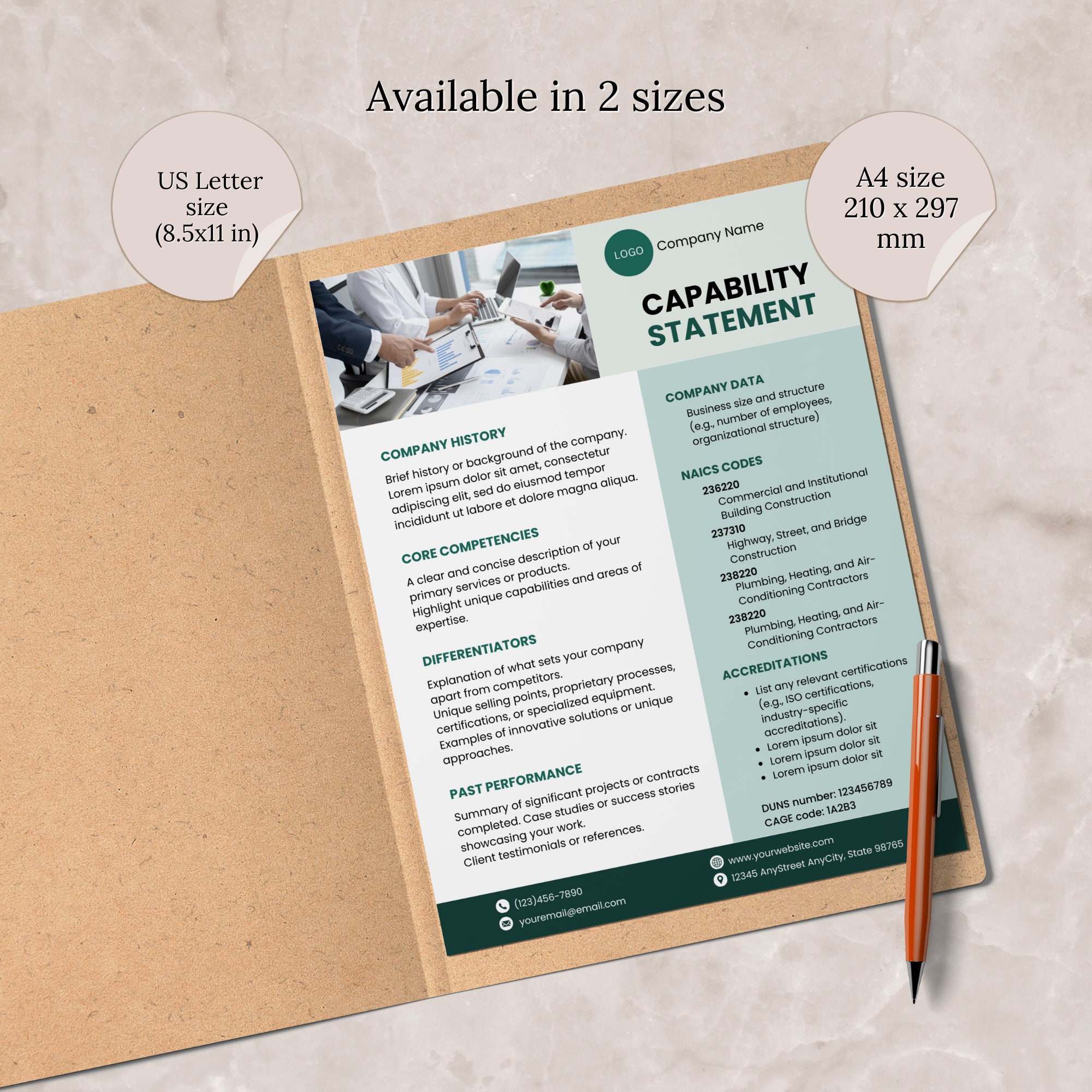 Capability Statement Canva Template Editable Capability Statement ...