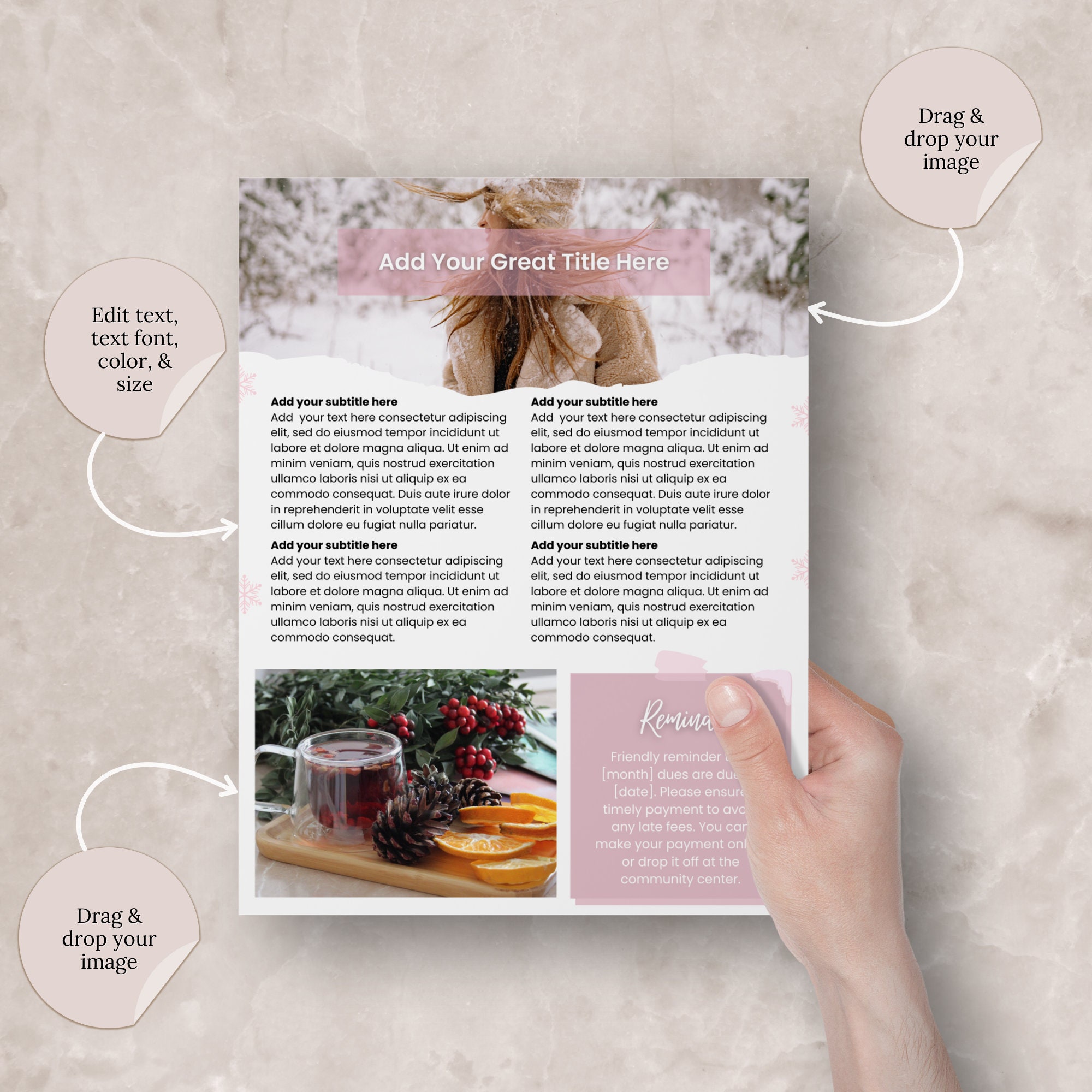 HOA Monthly Newsletter Canva Template, Editable Full Year Newsletter ...