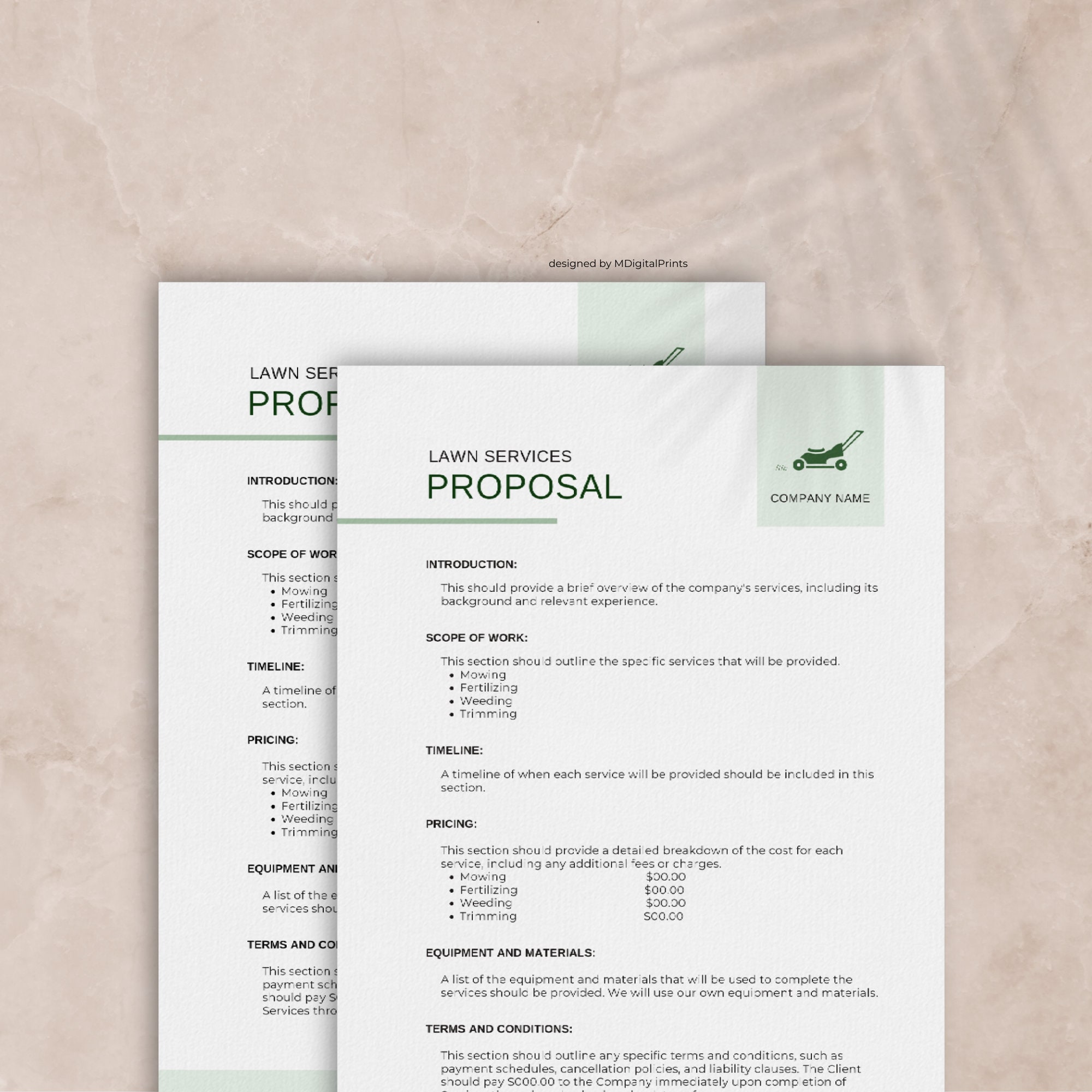 Lawn Services Proposal Document Template, Lawn Business Professional ...