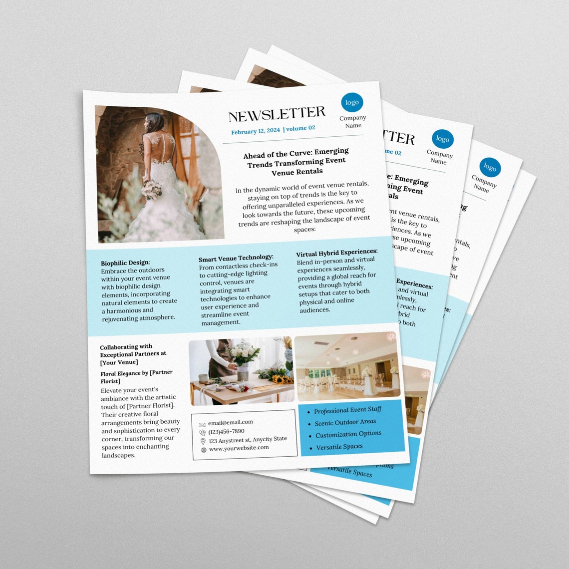 Event Venue Newsletter Template Canva, Editable Venue Rental Business ...
