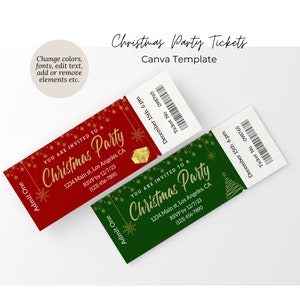Christmas Event Ticket Canva Template, Editable Holiday Tickets Party ...